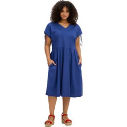 sheego Damen Jerseykleid mit Bl&uuml;tenstickereien royalblau Gr&ouml;&szlig;e 50