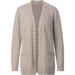 CR&Eacute;ATION L Damen Strickjacke mit aufgesetzten Taschen sesam-ecru-meliert Gr&ouml;&szlig;e 50