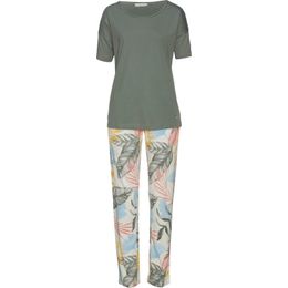 Vivance Dreams Damen Pyjama khaki-gemustert Gr&ouml;&szlig;e 44/46