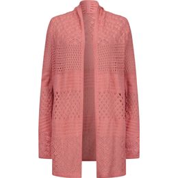 CR&Eacute;ATION L Damen Ajourstrickjacke in langer, offener Form flamingo Gr&ouml;&szlig;e 40