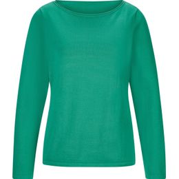 Heine Damen Baumwollpullover mit leichtem U-Boot-Ausschnitt gr&uuml;n Gr&ouml;&szlig;e 34