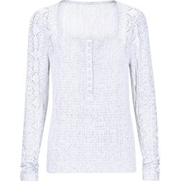 Heine Witt Damen Langarmshirt mit Knopfleiste, wei&szlig;, Gr&ouml;&szlig;e 46