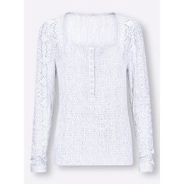 Heine Witt Damen Langarmshirt mit Knopfleiste, wei&szlig;, Gr&ouml;&szlig;e 50