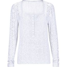 Heine Damen Langarmshirt mit Knopfleiste wei&szlig; Gr&ouml;&szlig;e 34