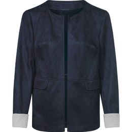 CR&Eacute;ATION L Damen Lederimitat-Blazer in Velours-Optik marine Gr&ouml;&szlig;e 36