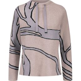 CR&Eacute;ATION L Damen Jacquard-Pullover mit halsfernem Stehkragen sesam-grau-gemustert Gr&ouml;&szlig;e 40