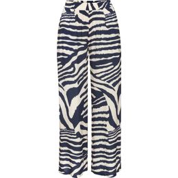 Lascana Damen Palazzohose creme-graublau bedruckt Gr&ouml;&szlig;e 34