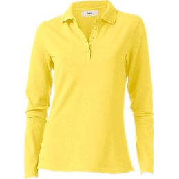 Heine Damen Langarm-Poloshirt in Pikee-Qualit&auml;t gelb Gr&ouml;&szlig;e 50