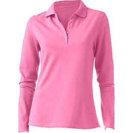 Heine Damen Langarm-Poloshirt in Pikee-Qualit&auml;t pink Gr&ouml;&szlig;e 34
