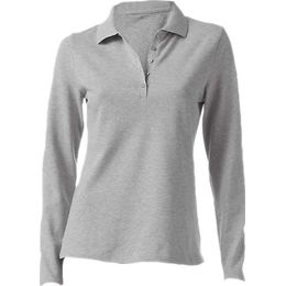 Heine Damen Langarm-Poloshirt in Pikee-Qualit&auml;t grau-melange Gr&ouml;&szlig;e 34
