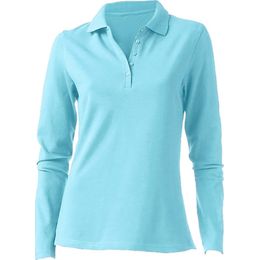 Heine Damen Langarm-Poloshirt in Pikee-Qualit&auml;t t&uuml;rkis Gr&ouml;&szlig;e 46