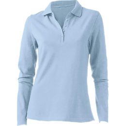 Heine Damen Langarm-Poloshirt in Pikee-Qualit&auml;t bleu Gr&ouml;&szlig;e 44