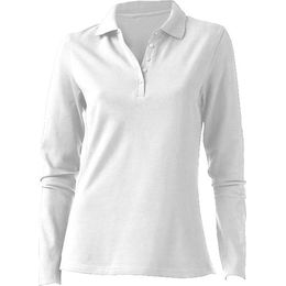 Heine Damen Langarm-Poloshirt in Pikee-Qualit&auml;t wei&szlig; Gr&ouml;&szlig;e 38