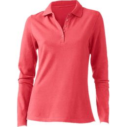 Heine Damen Langarm-Poloshirt in Pikee-Qualit&auml;t koralle Gr&ouml;&szlig;e 48