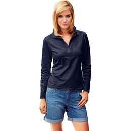Heine Damen Langarm-Poloshirt in Pikee-Qualit&auml;t marine Gr&ouml;&szlig;e 46