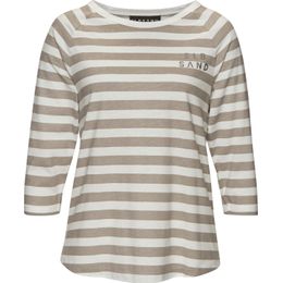 ELBSAND Damen 3/4-Arm-Shirt creme-taupe gestreift Gr&ouml;&szlig;e M (38)