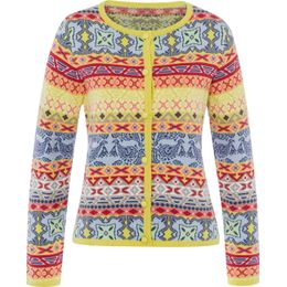 Heine Damen Jacquardstrickjacke im bunten Farbmix limone-eisblau-gemustert Gr&ouml;&szlig;e 46
