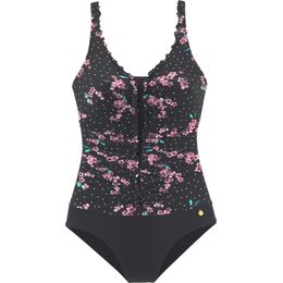 Lascana Damen Badeanzug schwarz-bedruckt Gr&ouml;&szlig;e 50C