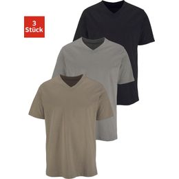 H.I.S. Herren T-Shirt olivgr&uuml;n, schwarz, dunkelgrau Gr&ouml;&szlig;e M
