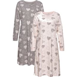 Vivance Dreams Damen Nachthemd rosa/grau Gr&ouml;&szlig;e 32/34