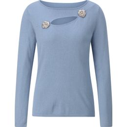 CR&Eacute;ATION L Damen Feinstrickpullover mit Cut-Out bleu Gr&ouml;&szlig;e 40