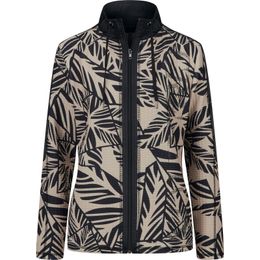 CR&Eacute;ATION L Damen Shirtjacke in Struktur-Qualit&auml;t, bedruckt schwarz-sand Gr&ouml;&szlig;e 40