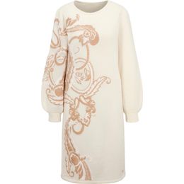CREATION L PREMIUM Damen Strickkleid ecru-camel Gr&ouml;&szlig;e 40