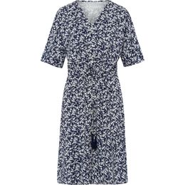 Heine Damen A-Linien-Kleid mit Bindeband marine-ecru-bedruckt Gr&ouml;&szlig;e 42