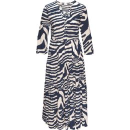 Lascana Damen Maxikleid creme-graublau bedruckt Gr&ouml;&szlig;e 36