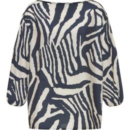 Lascana Damen Schlupfbluse creme-graublau bedruckt Gr&ouml;&szlig;e 48/50