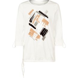 CR&Eacute;ATION L Damen Print-Shirt mit silberfarbigen Details ecru-schwarz-bedruckt Gr&ouml;&szlig;e 54