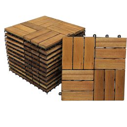 Holzfliesen Set 11 St&uuml;ck = 1 m &sup2; Akazie Modell 02