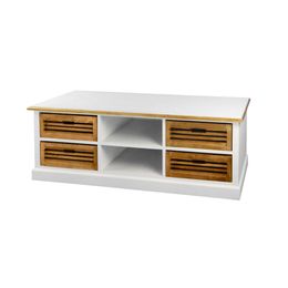 Lowboard wei&szlig; 150x43 cm Paulowniaholz TV-Board PARIS II