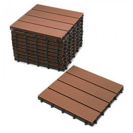 Terrassenfliesen Balkonfliesen WPC 11 St&uuml;ck=1 m&sup2; teakfarben
