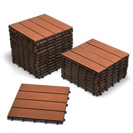 Terrassenfliesen Balkonfliesen WPC 22 St&uuml;ck=2 m&sup2; teakfarben