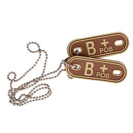 MFH 3D Blutgruppenmarke mit Ketten desert, Blutgruppe B Pos