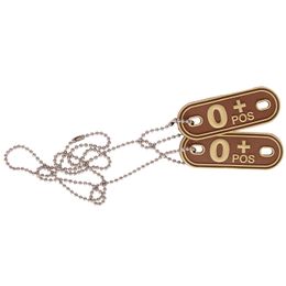 MFH 3D Blutgruppenmarke mit Ketten desert, Blutgruppe 0 Pos