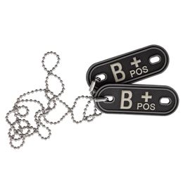 MFH 3D Blutgruppenmarke mit Ketten schwarz/glow, Blutgruppe B Pos