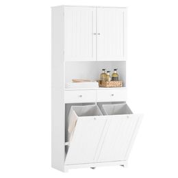 sobuy Badezimmerschrank, Wei&szlig;, Holzwerkstoff, 78x181x38 cm, Badezimmer, Badezimmerschr&auml;nke, Hochschr&auml;nke