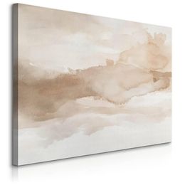 Muralo Leinwandbild, Beige, Braun, Textil, Kiefer, Abstrakt, Rechteckig, 90x60 cm, einfache und schnelle Anbringung, Bilder und Zubeh&ouml;r, Wandbilder, Leinwandbilder