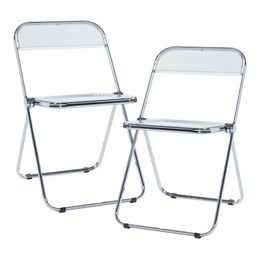 [en.casa] Klappstuhl-Set, Transparent, Metall, 46x74x47 cm, Esszimmer, St&uuml;hle, Klappst&uuml;hle