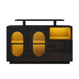 Komhtom Vitrine, Schwarz, Holz, Mode, 40x80x120 cm, Wohnzimmer, Wohnzimmer-Sets & Serien, Vitrinenschr&auml;nke