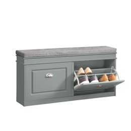 sobuy Schuhbank, Hellgrau, Holzwerkstoff, 104x52x24 cm, FSC 100%, Garderobe, Garderobenb&auml;nke, Schuhb&auml;nke