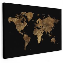 MuchoWow Leinwandbild, Gold, Textil, Kiefer, Rechteckig, 120x80 cm, FSC 100%, gerahmt, Bilder und Zubeh&ouml;r, Wandbilder, Leinwandbilder