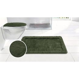 Badematte OTTO HOME "Sanremo mit Rahmen, Badvorleger, Badezimmer, sehr weich, Hoch-Tief", gr&uuml;n (dunkelgr&uuml;n), H:25mm, Polyester, Badematten, Badematte, Badteppich, unifarben, rechteckig und als 3-tlg. Set erh&auml;ltlich