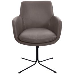 K+w Komfort & Wohnen Esszimmerstuhl K+W KOMFORT & WOHNEN "Pego Drehstuhl", braun (sattel 77), B:59cm H:84cm T:65cm, St&uuml;hle, Esszimmerstuhl, filigranem 4-Fu&szlig;-Gestell in schwarz