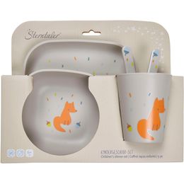 Kindergeschirr-Set Sterntaler "Fuchs Filou, eckig", Kinder, Gr. 5 Stk., lichtgrau, Polypropylen, Motiv, Geschirr-Sets