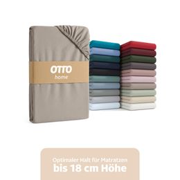 Spannbettlaken OTTO HOME "PHYSALIS in BASIC und PREMIUM Qualit&auml;t, 100% Baumwolle", taupe, B:160cm L:200cm, Jersey (160 g/m&sup2;), Obermaterial: 100% Baumwolle, Bettlaken, Spannbettlaken, f&uuml;r Matratzen bis 18 cm H&ouml;he, Bettlaken, Spannbetttuch, pflegeleicht