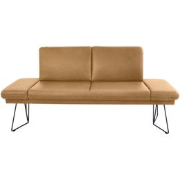 K+w Komfort & Wohnen Essbank K+W KOMFORT & WOHNEN "Pego Polsterbank", gelb (curcuma 71), B:206cm H:88cm T:66cm, Sitzb&auml;nke, Essbank, Seitenteilverstellung, wahlweise in 206 oder 226cm, Echtleder Bezug