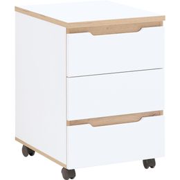 Container Innostyle "Memphis Rollcontainer,45x66x55cm (B/H/T)", wei&szlig; (wei&szlig;, artisan eiche), B:45cm H:66cm T:55cm, Holzwerkstoff, MDF, Schr&auml;nke, Rollcontainer, 3 Schubk&auml;sten, Soft-Close, ABS-Kantenschutz, 2 Rollen mit Bremse